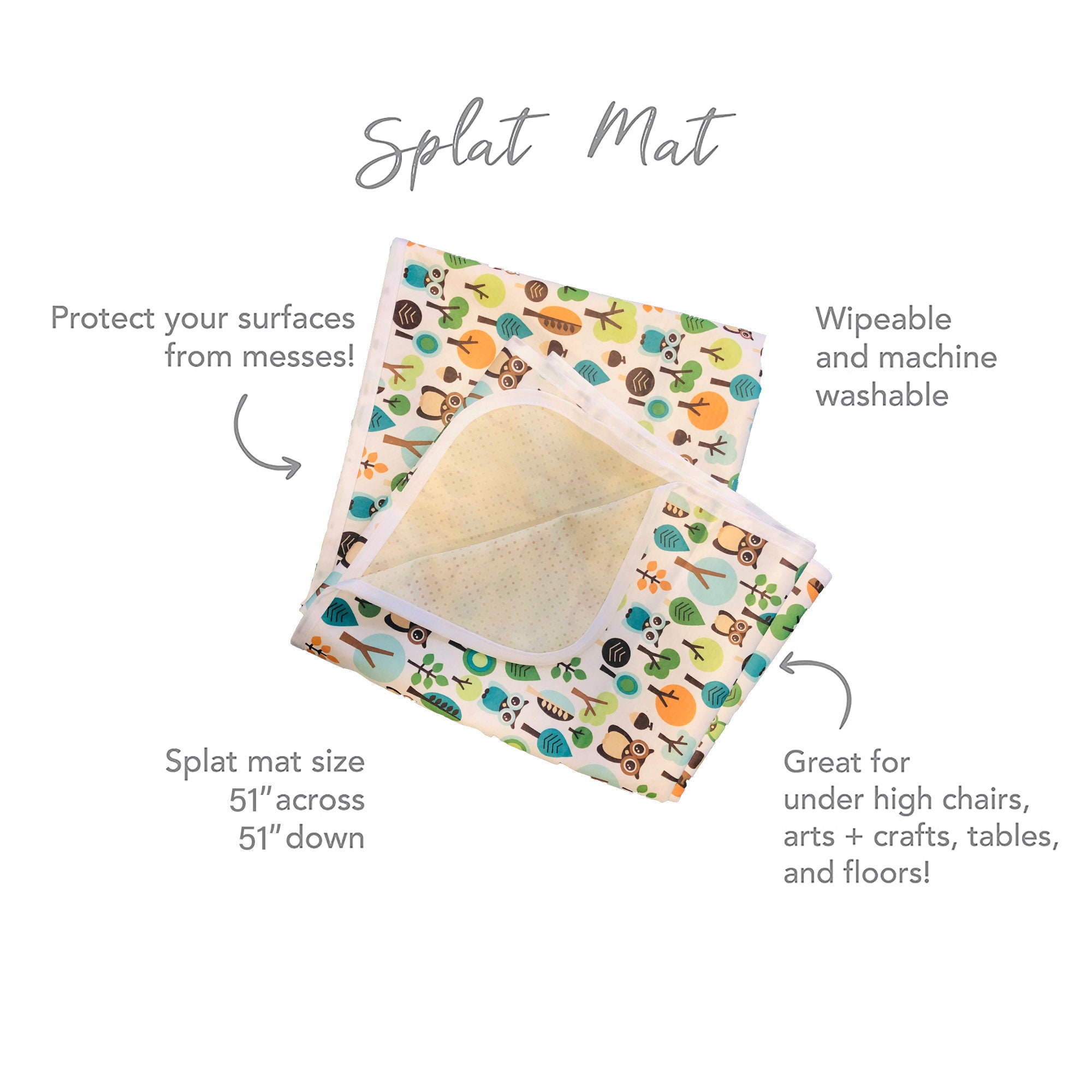 High Chair SPLAT MAT Non-slip Mat Kids Play Mat Floor Wipeable Splash ...