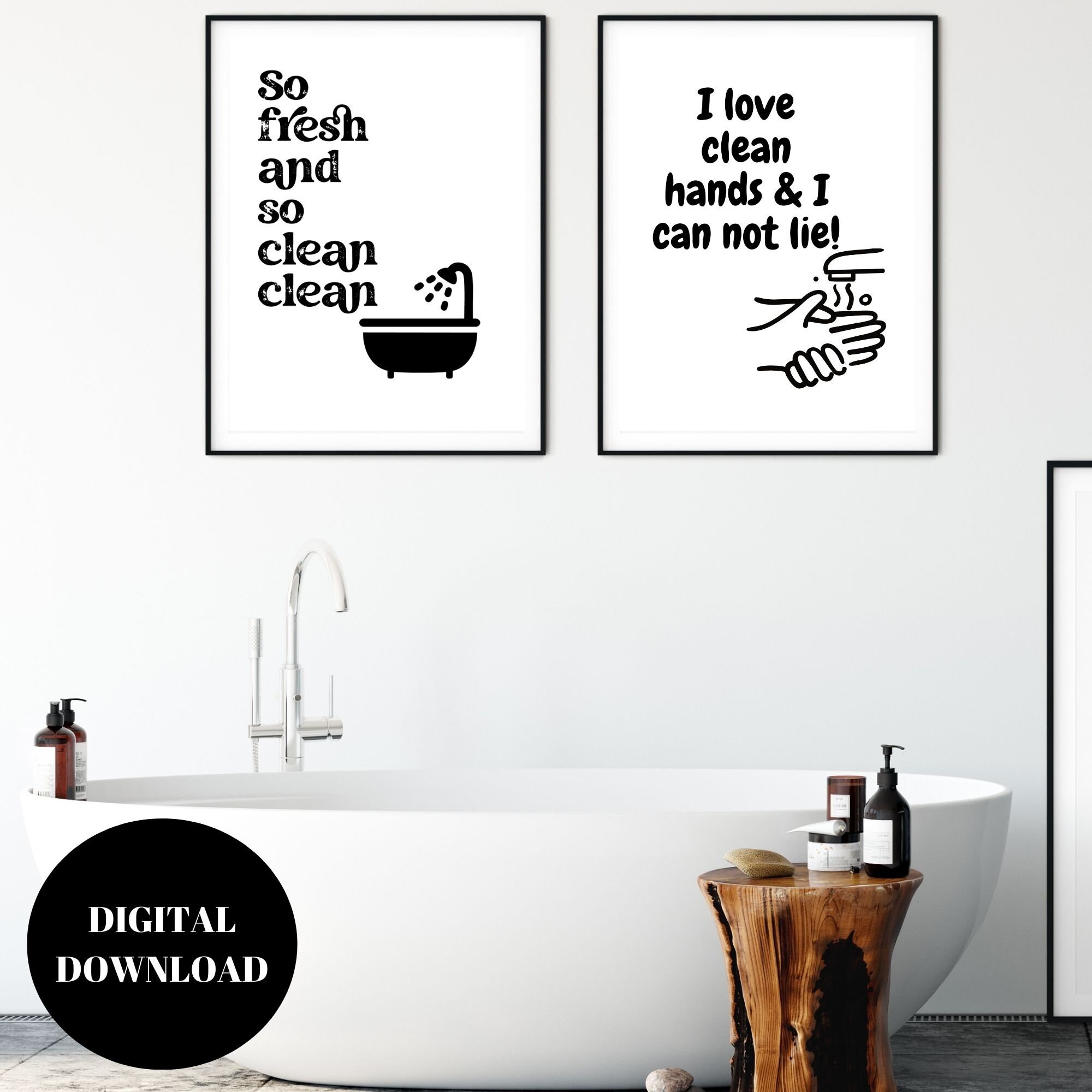 Set of 3 Bathroom Wall Art Inspired by Music | so Fresh and so Clean ...