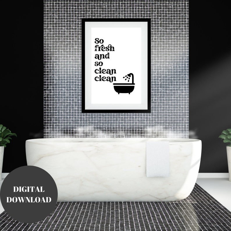 Set of 3 Bathroom Wall Art Inspired by Music | so Fresh and so Clean ...