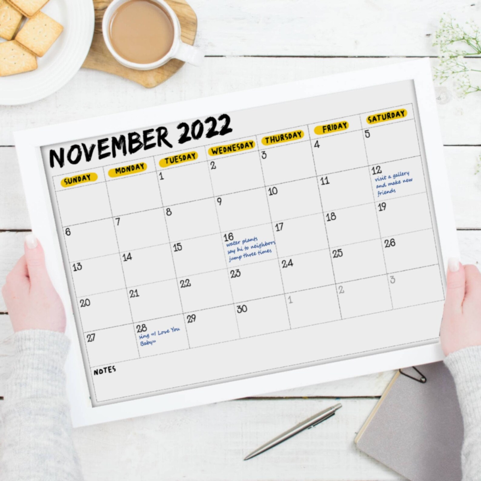 Downloadable Calendar November 2022, Fall Calendar Printable, Stylish ...