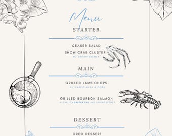 Classic Dinner Menu Template - Etsy Canada