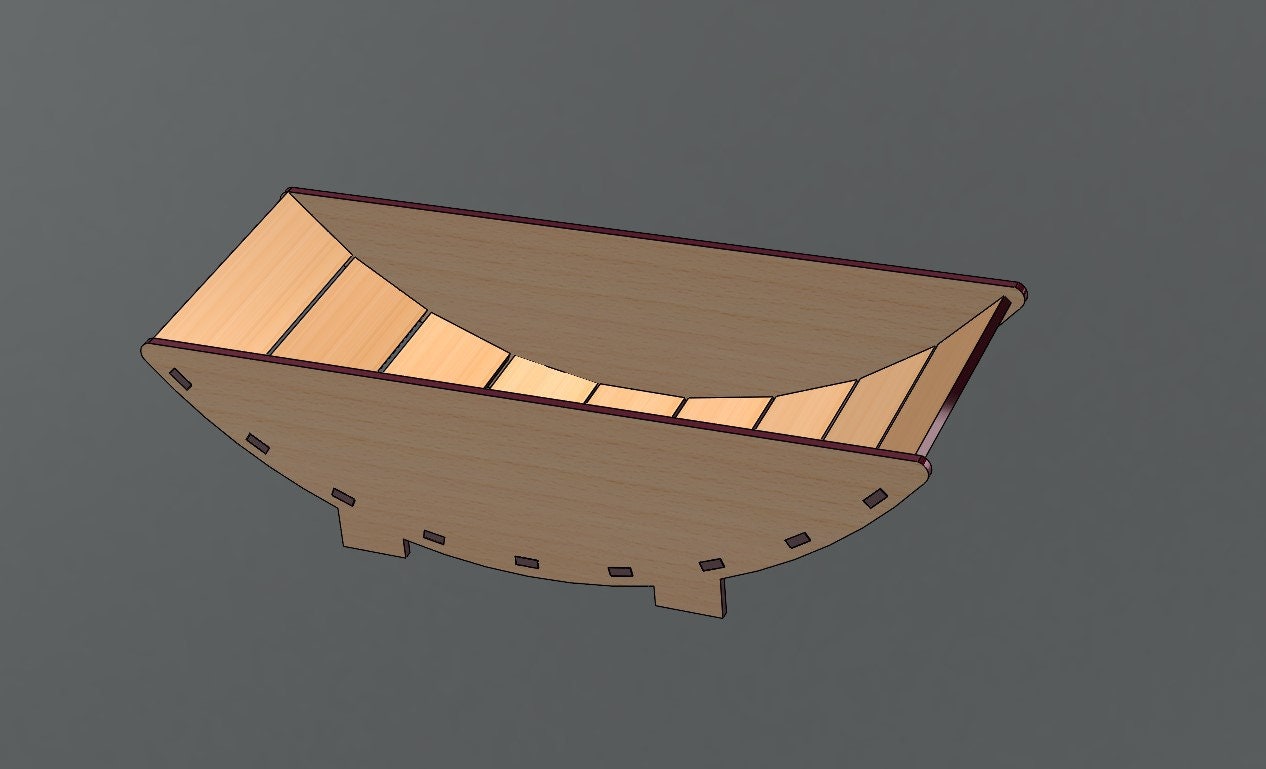 Curved MDF Tray 3mm Vector Dxf Cdr Wooden Box 250x90x60 - Etsy