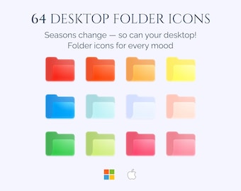 Seasonal Desktop Folder Icons: Glass-look Theme (PNG & ICO Digital ...