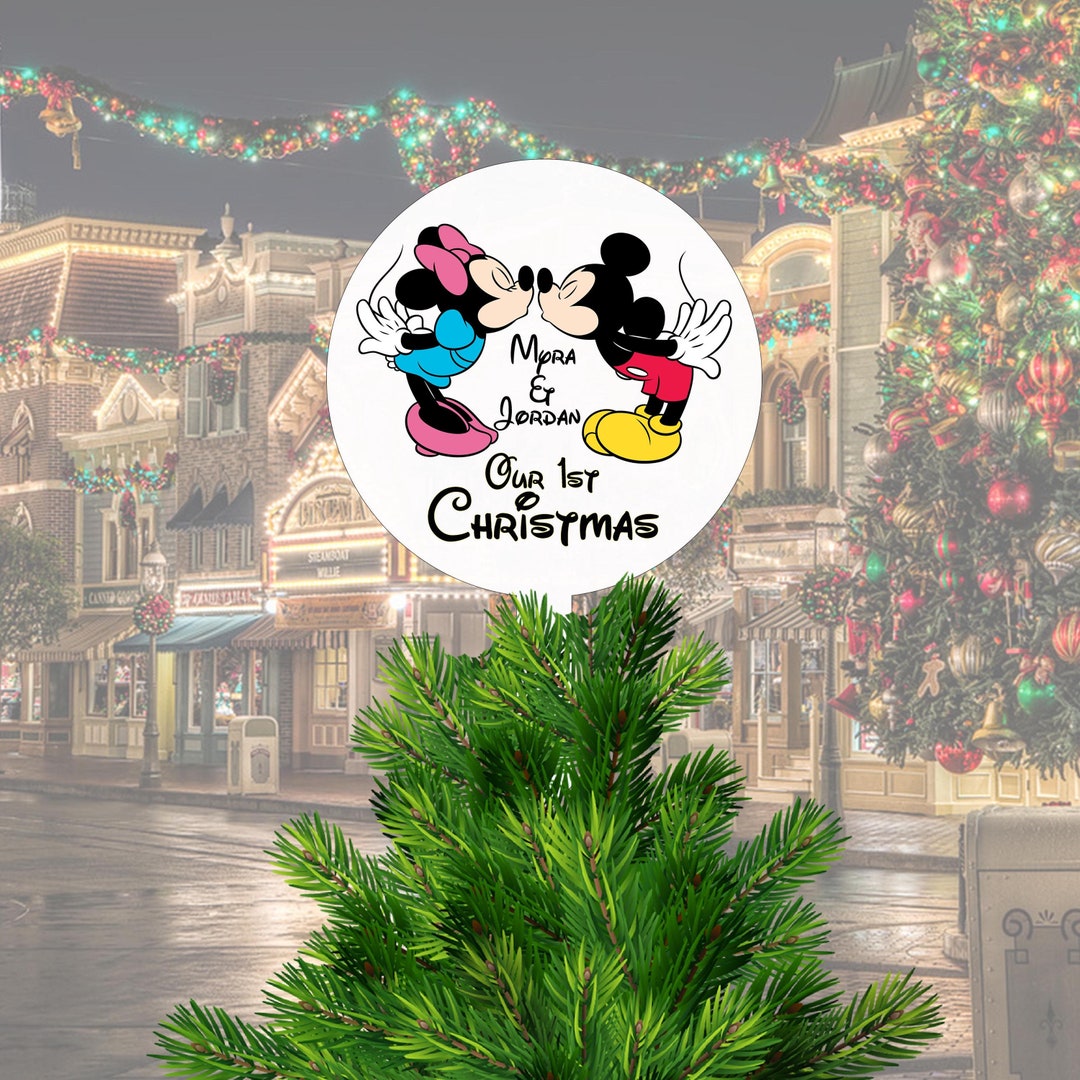 Mickey and Minnie Kissing 1st Christmas Christmas Tree Topper ...