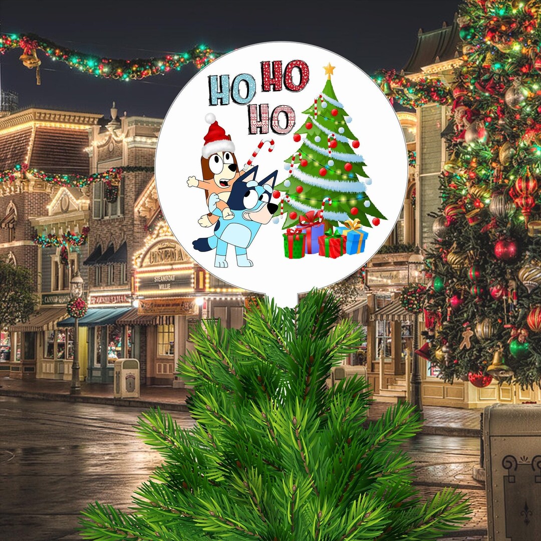 Bluey and Bingo Christmas Tree Topper Lighted DIY Option, Ho Ho Ho ...