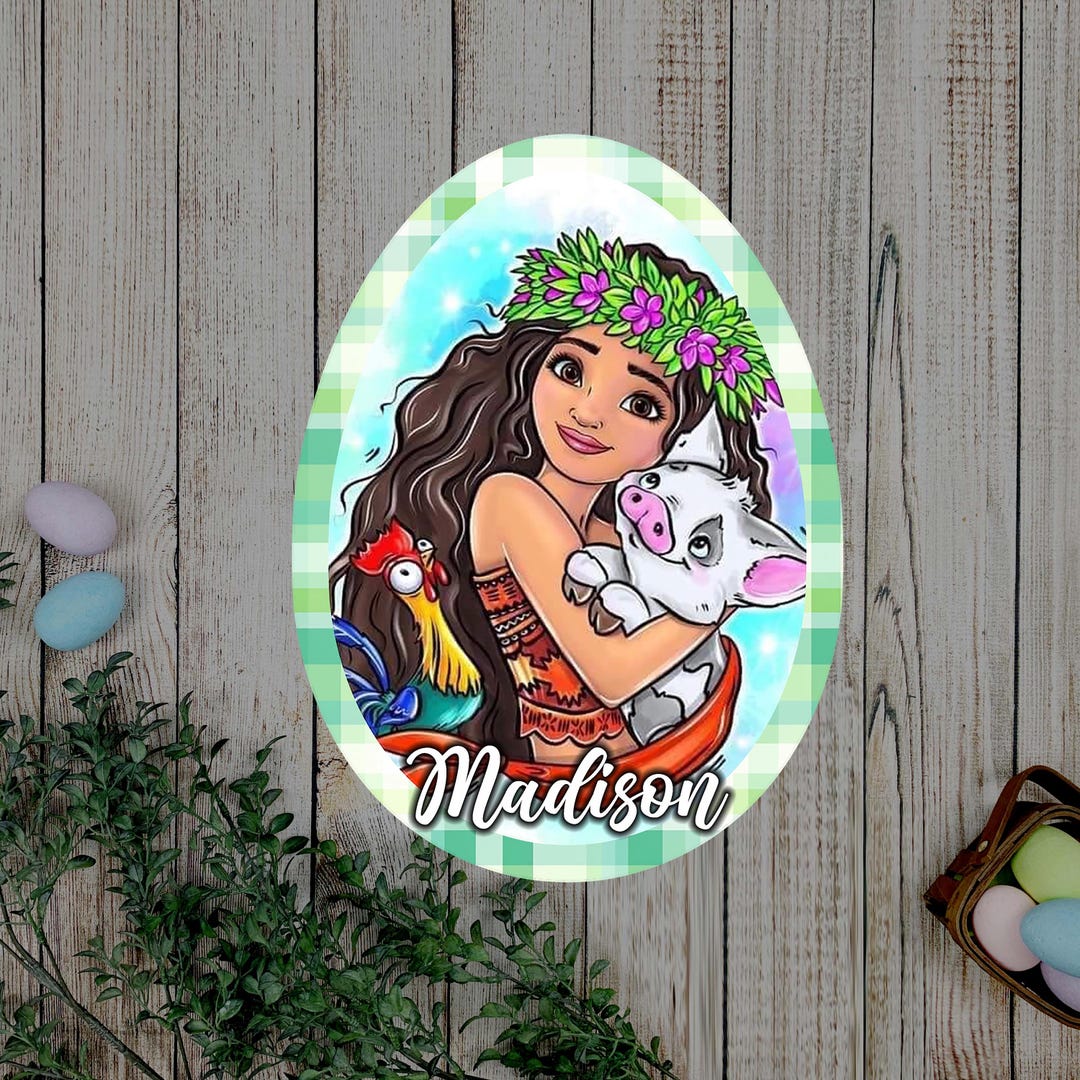 Moana Easter Egg Decor Art for Doors Inside Outside, Personalized ...