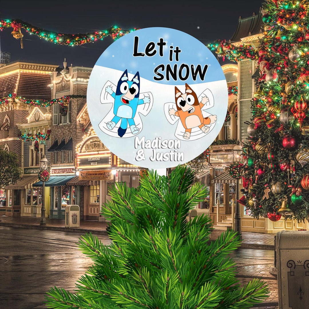 Bluey Christmas Tree Topper Lighted DIY Option, Snow Angels Bluey ...