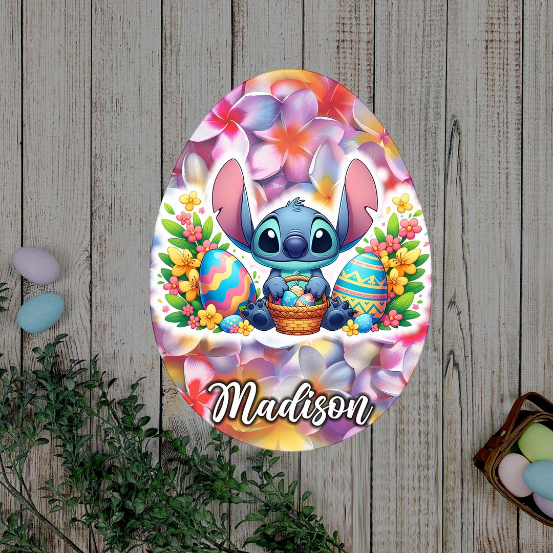 Stitch Easter Egg Decor Art for Doors Inside Outside, Personalized ...