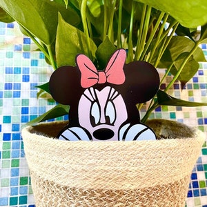 Peeking Mickey Mouse Planter Sign - Peeking Minnie Flower Pick - Mickey ...