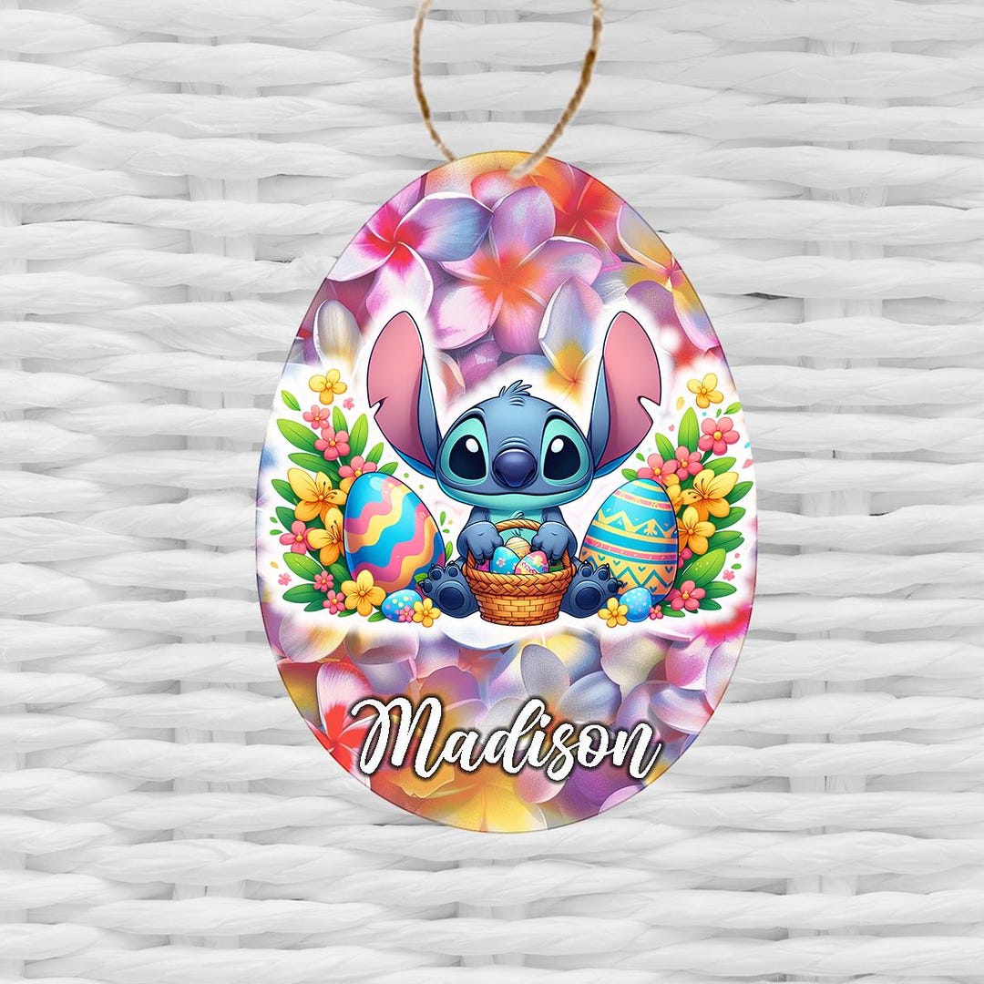 Stitch Easter Basket Tag for Boy or Girl, Disney Sitch Hawaiian Custom ...