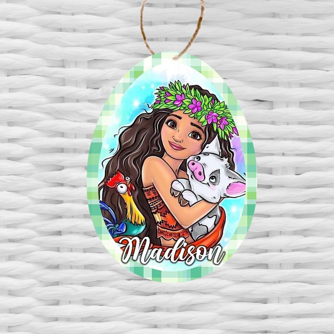 Princess Moana Easter Basket Tag for Girl, Easter Tag With Name Moana ...