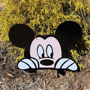 Peeking Mickey Mouse Yard Sign - Peeking Minnie Yard Decor- Mickey and ...