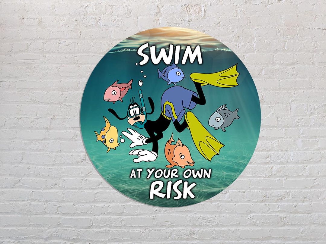Goofy Pool Sign, Goofy Swim at Your Own Risk Garden Flag, Goofy Pool ...