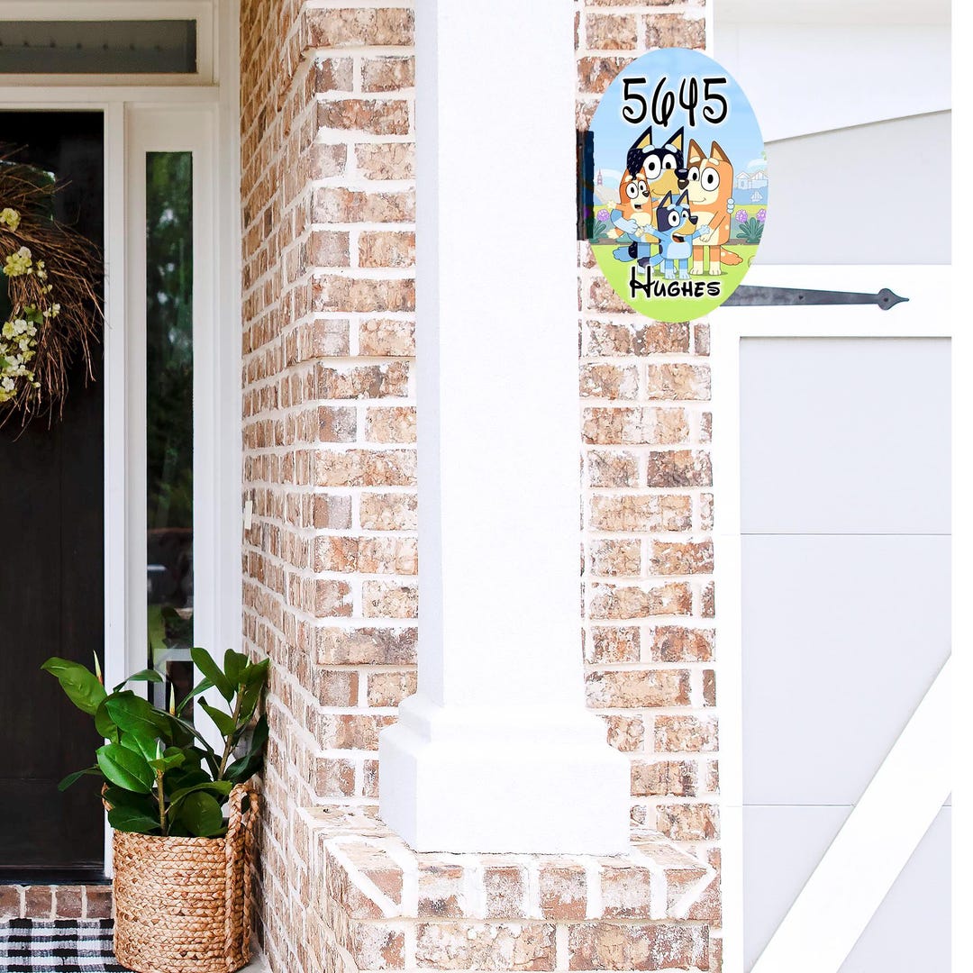 Bluey Address Sign WITH Bracket, Personalized Bluey Adult Gift for ...