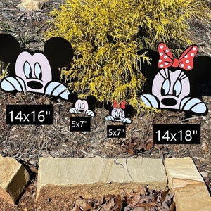 Peeking Mickey Mouse Yard Sign - Peeking Minnie Yard Decor- Mickey and ...