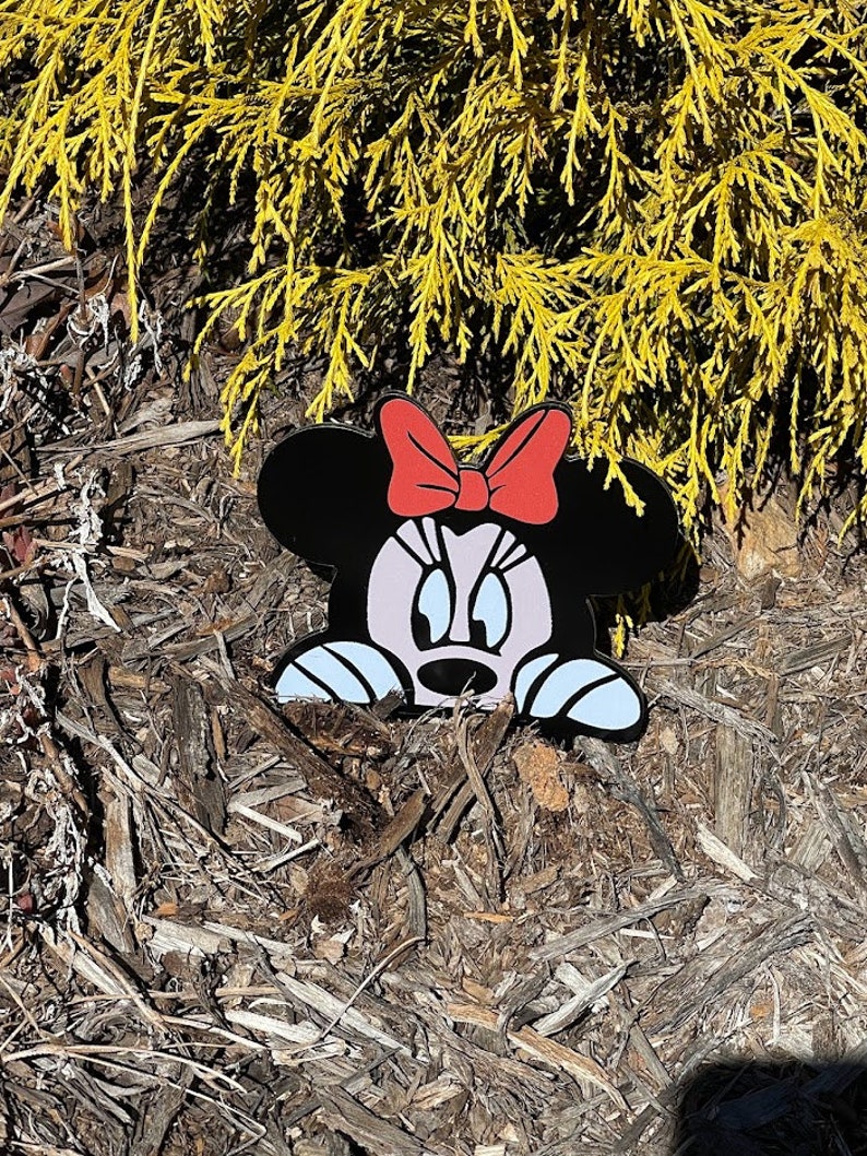 Peeking Mickey Mouse Planter Sign Peeking Minnie Flower Pick - Etsy