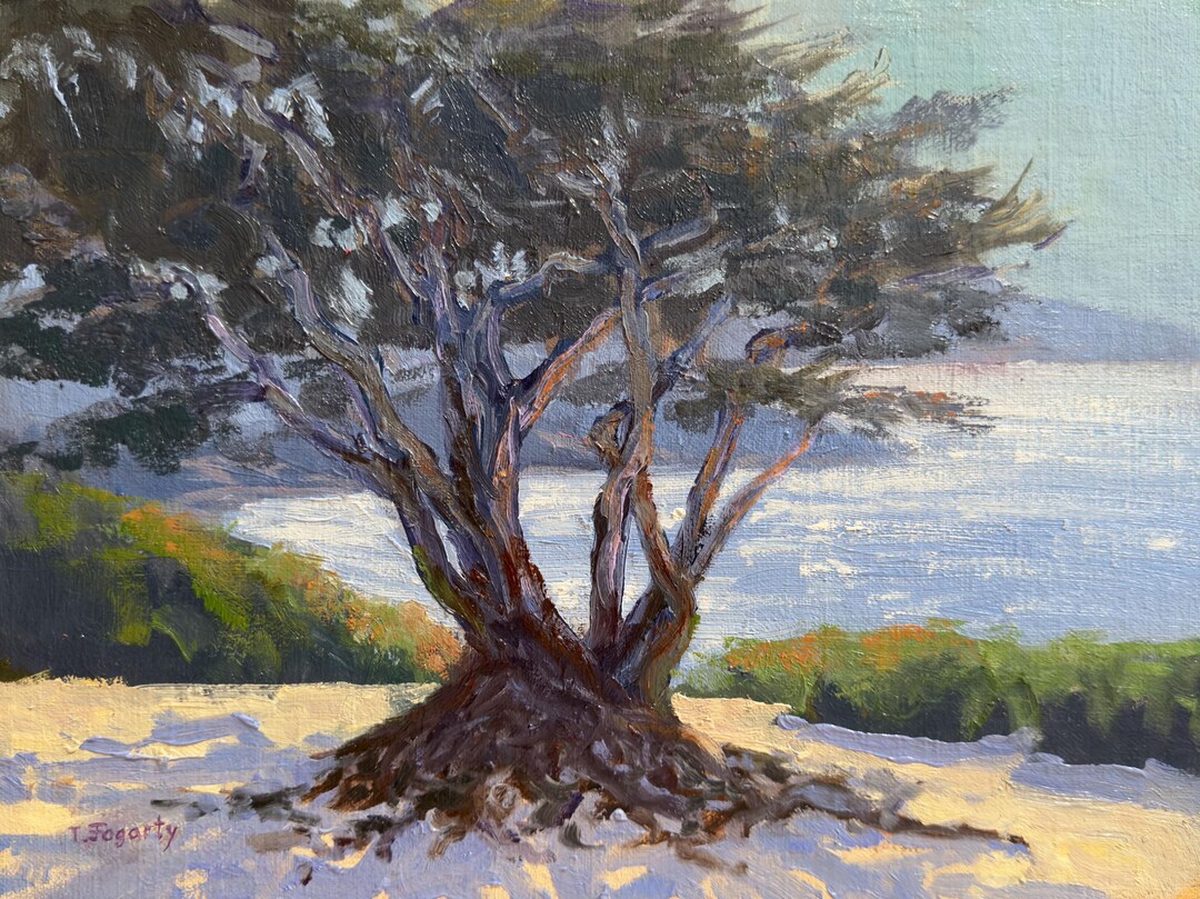 Carmel Beach Tree Oil Painting: Original Plein Air Art, 9x12 - Etsy