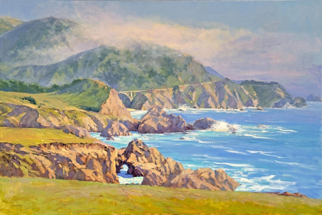Big Sur Coast Oil Painting: Bixby Bridge, California Landscape 24x36 - Etsy