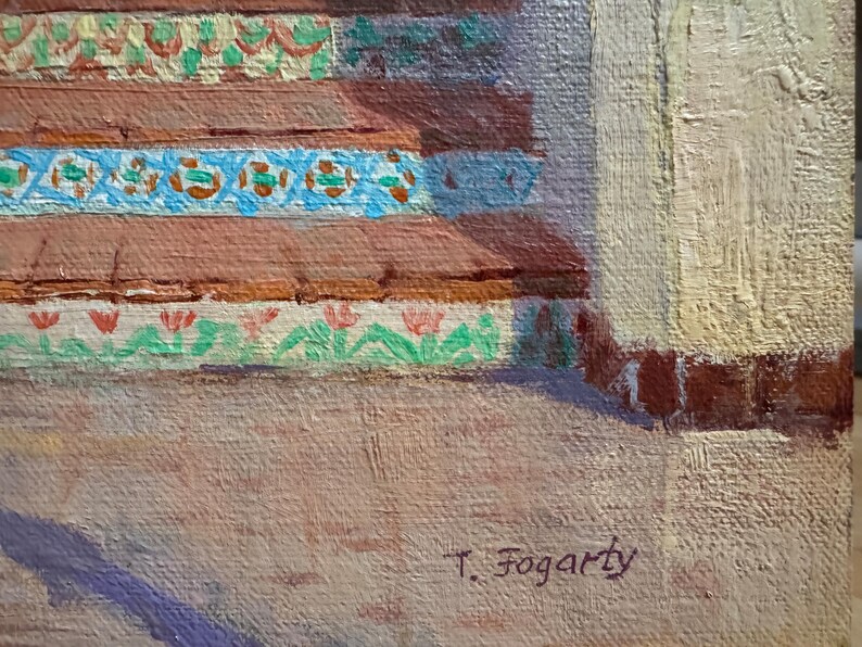 Ornate Tiles Staircase at El Paseo Building in Carmel, Original 14x11 ...