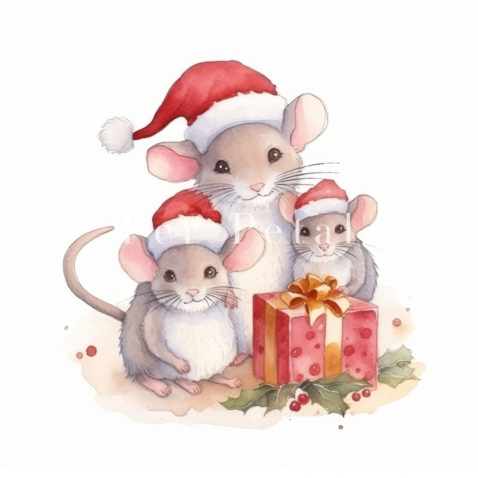 9 Watercolor Cute Mouse Family Clipart Watercolor Christmas Clipart ...
