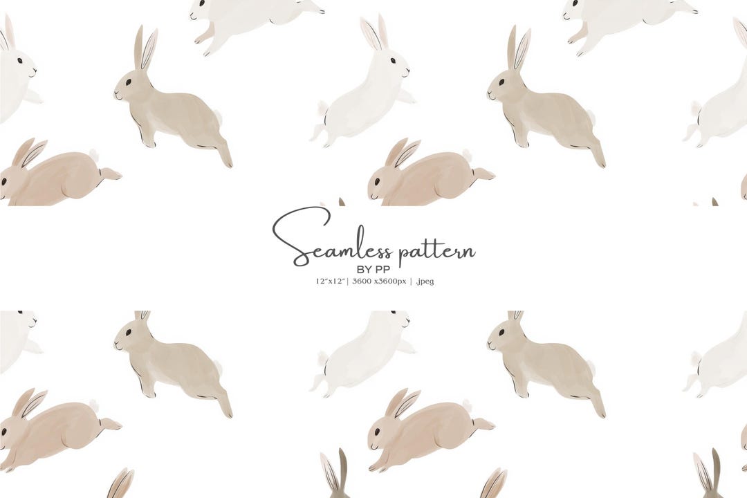 Bunny Pattern, Baby Bunny, Rabbit Clipart, Seamless Bunny, Nursery ...