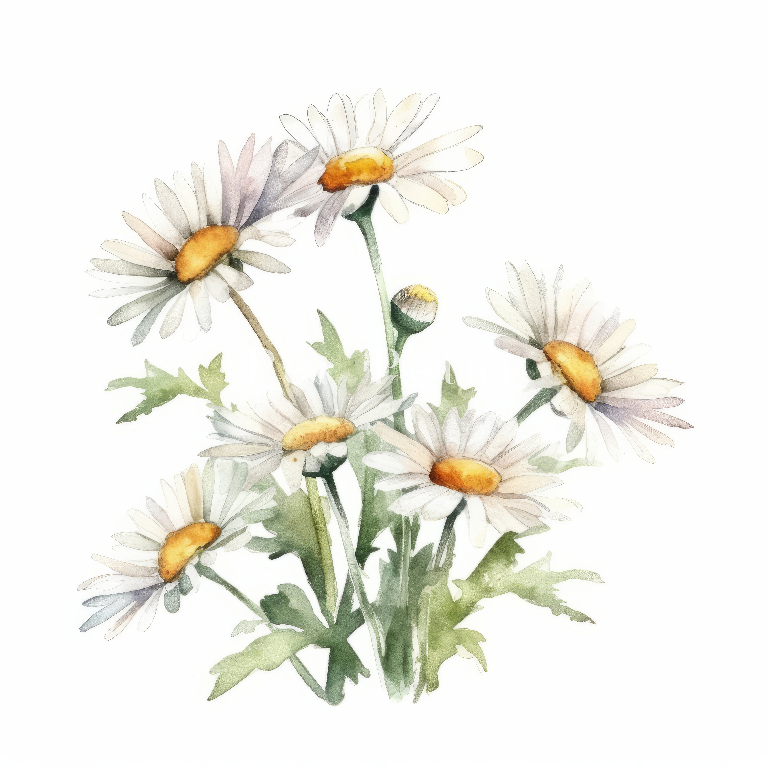 9 Watercolor Daisy Clipart High Quality Jpgs Card Making Mixed Media ...