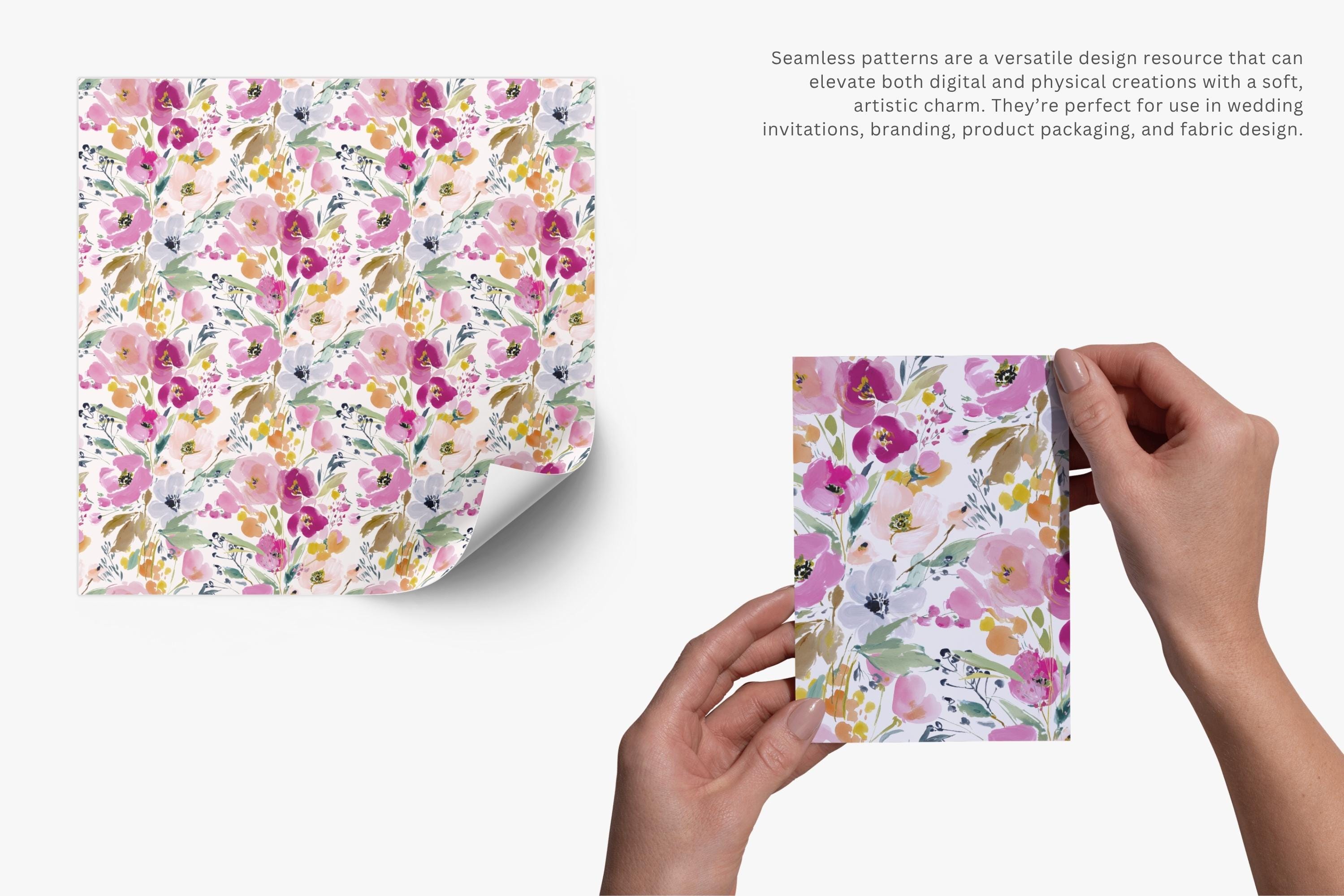 Watercolor Floral Seamless Pattern, Bright Flower Repeating Design ...