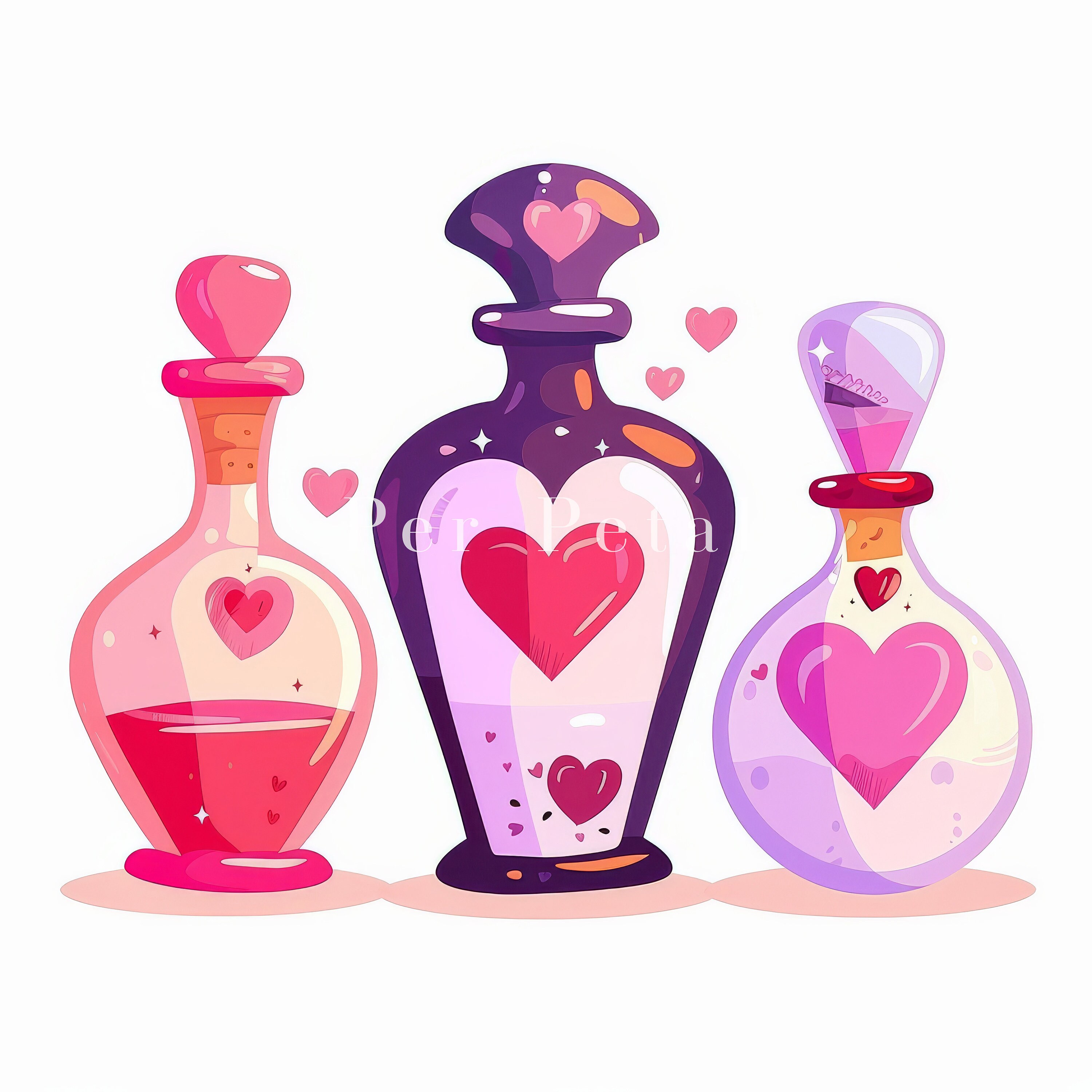 9 Watercolor Pink Love Poison Clipart Pink Purple Poison Bootle ...