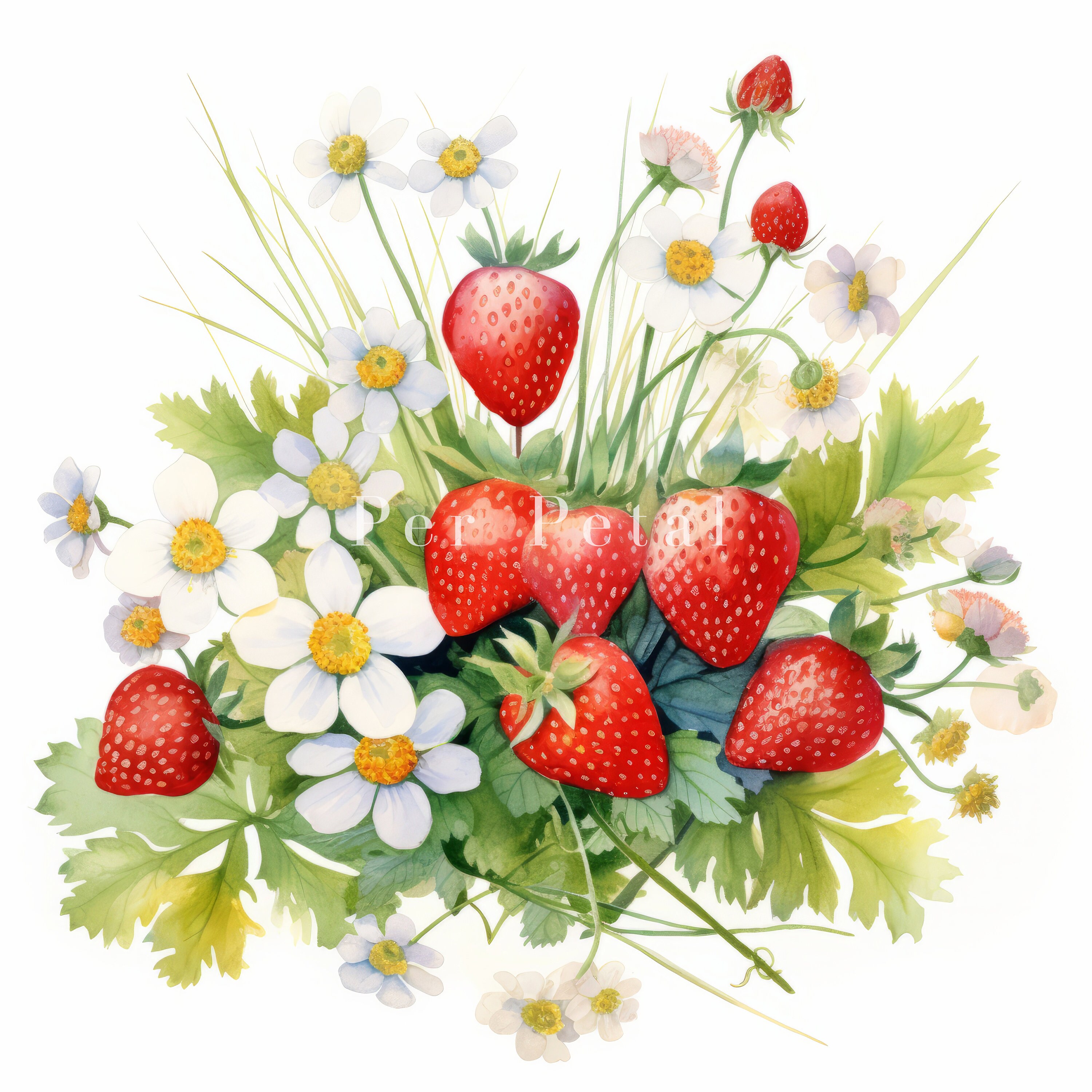 9 Watercolor Strawberry Clipart Strawberry Flowers Clipart High Quality ...