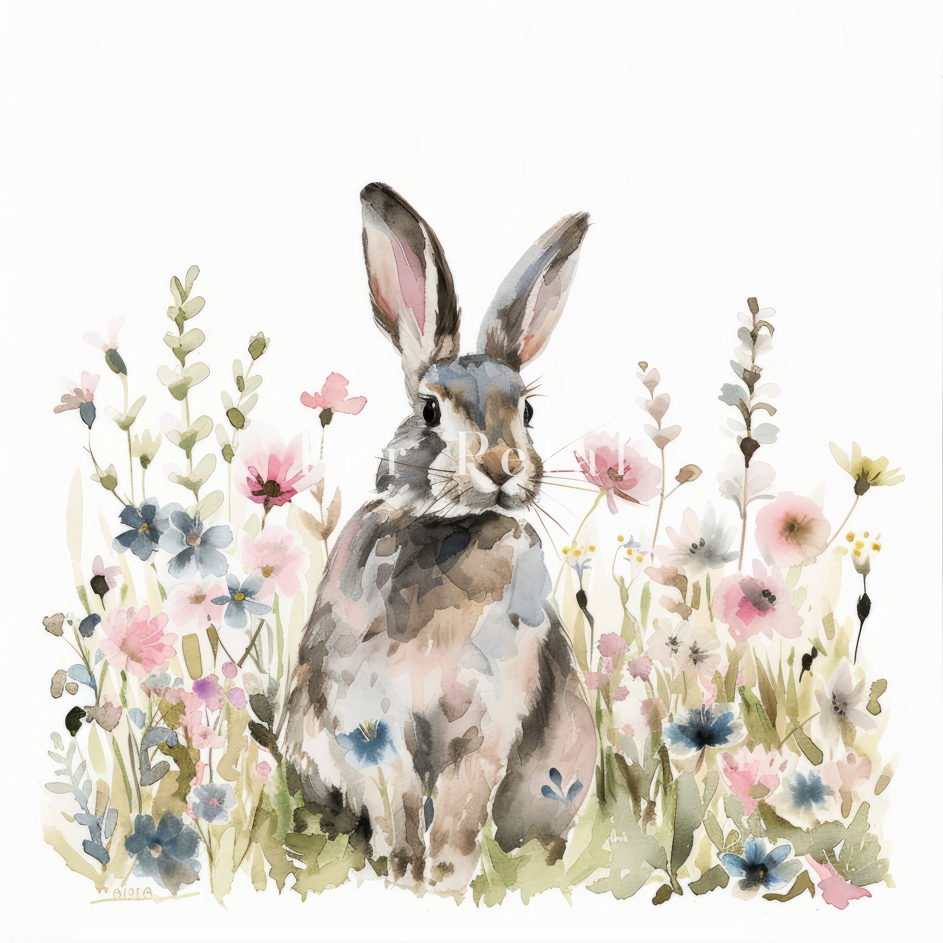 9 Watercolor Spring Rabbit Clipart High Quality Jpgs Card Making Mixed ...