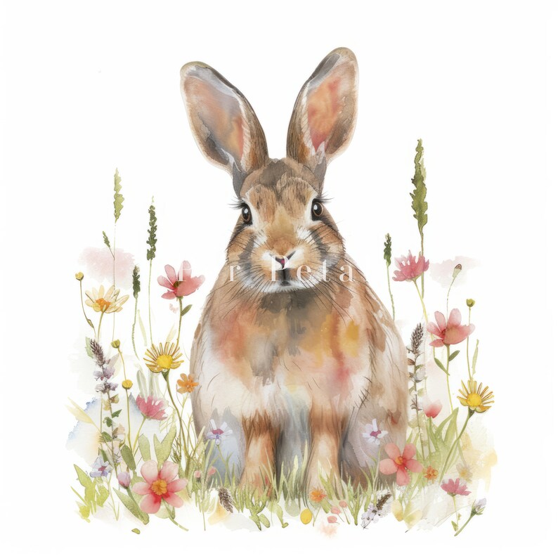 9 Watercolor Spring Rabbit Clipart High Quality Jpgs Card Making Mixed ...
