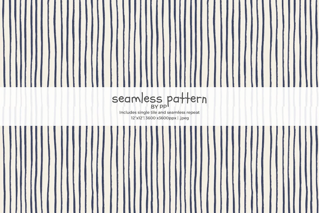 Navy Hand Drawn Stripe Seamless Pattern, Minimalist Coastal Wallpaper ...