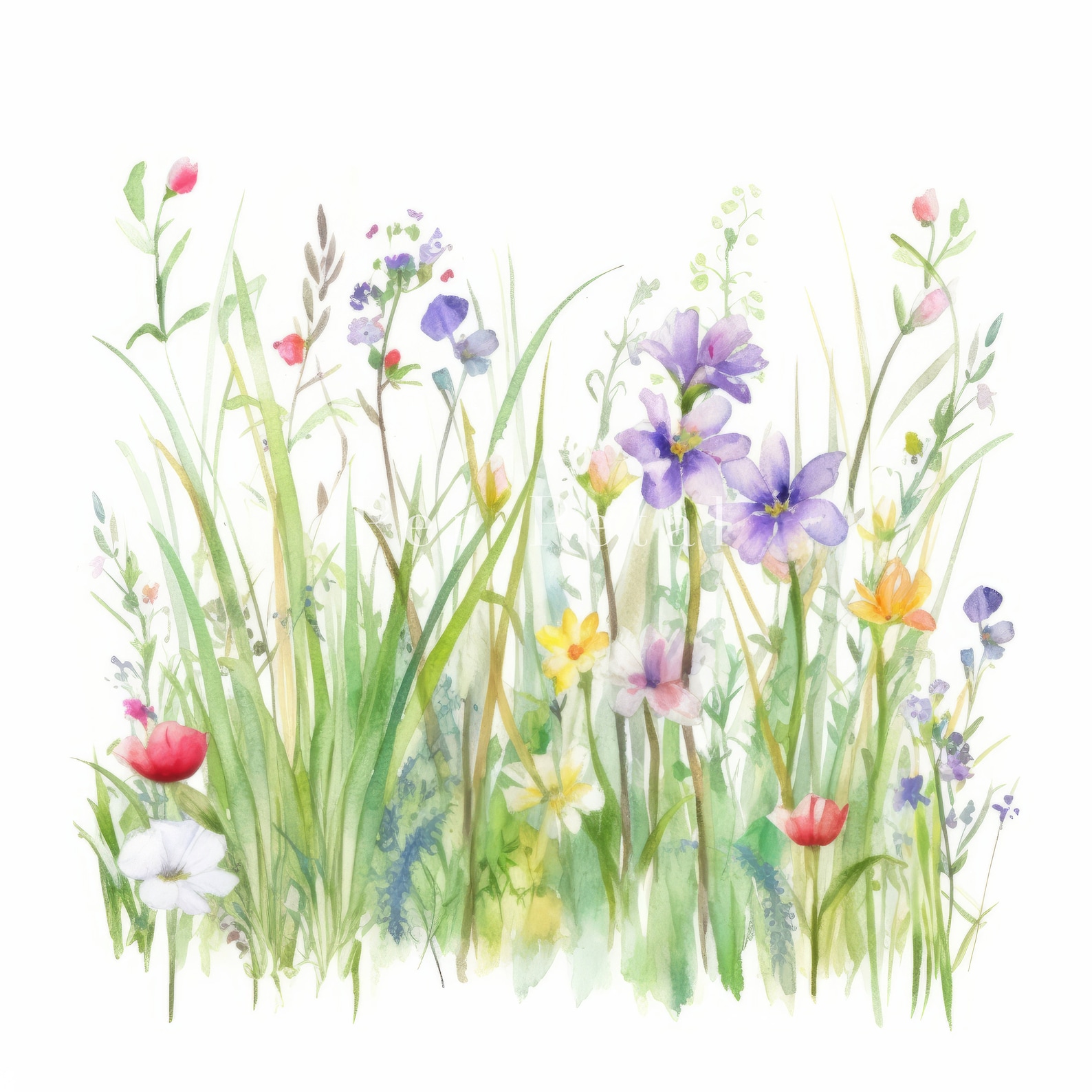 9 Watercolor Wildflowers Clipart Meadow Flowers Clipart Card Making ...
