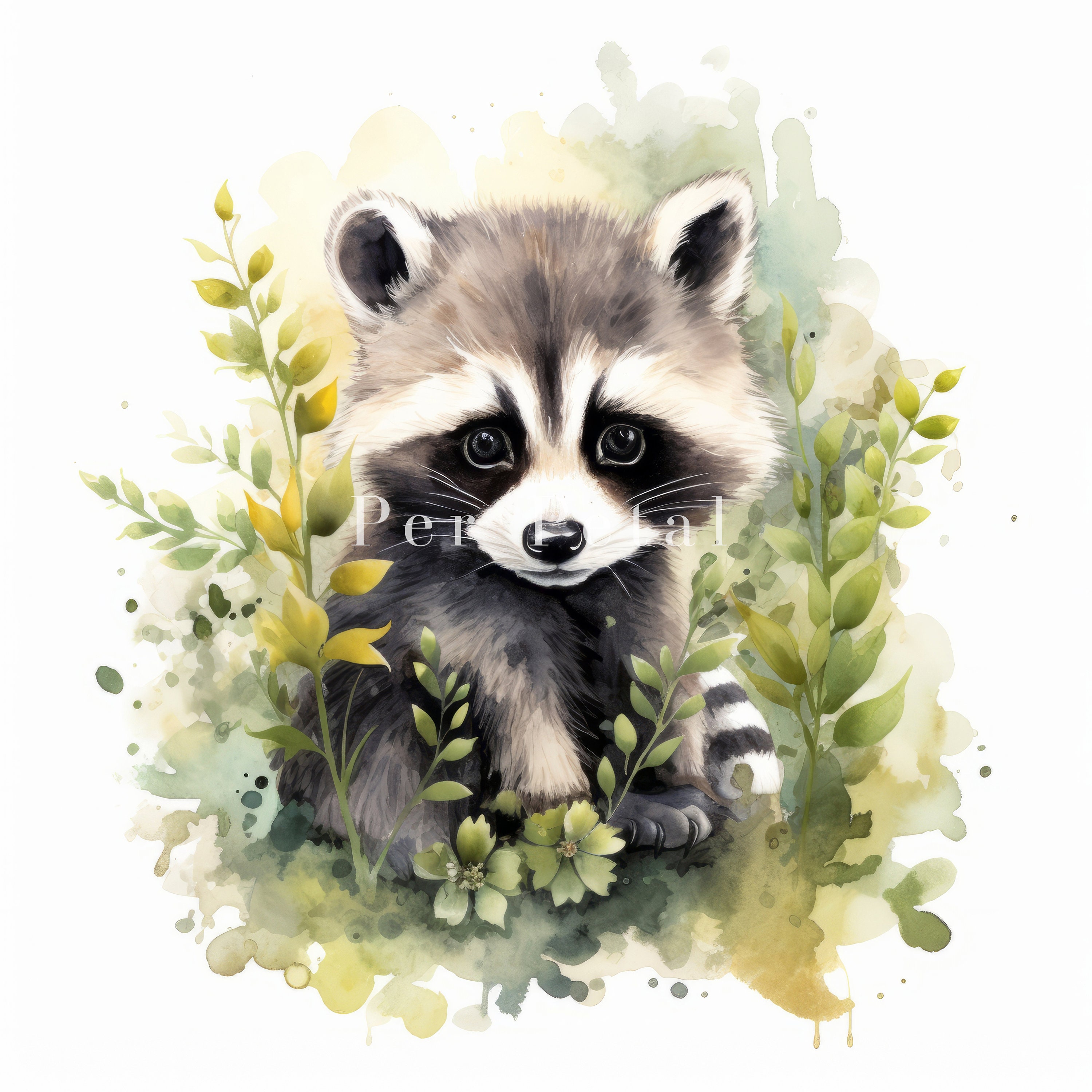 9 Watercolor Baby Raccoon Clipart Watercolor Woodland Cute Animal ...