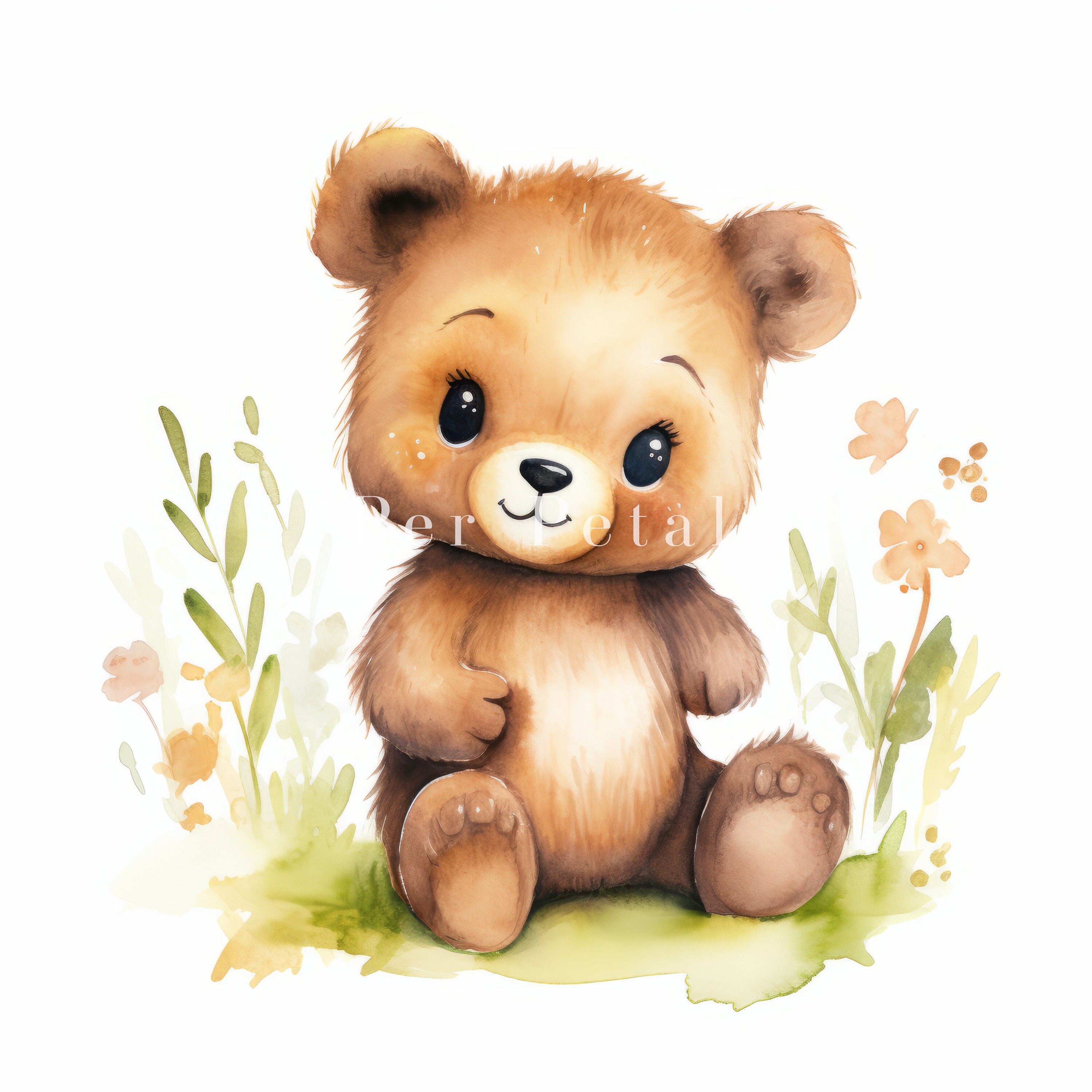 9 Watercolor Cute Baby Bear Clipart Watercolor Junk Journal Digital ...
