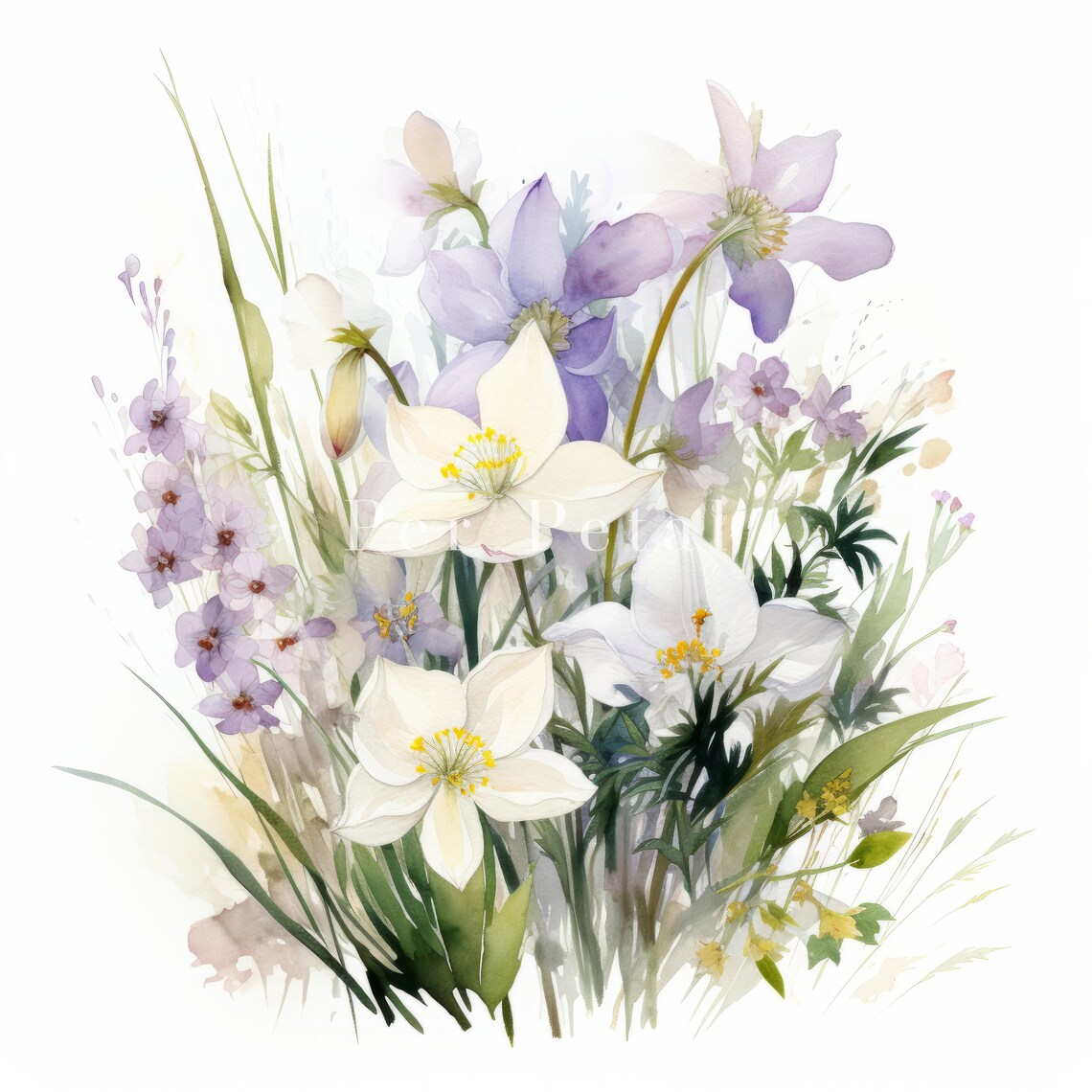 9 Watercolor Wedding Flowers Clipart Watercolor Purple Floral Clipart ...