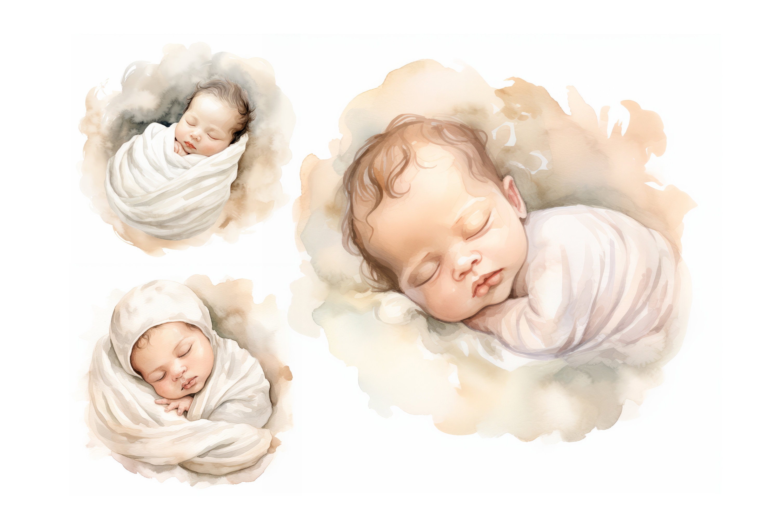 9 Watercolor Newborn Clipart Watercolor Baby Clipart Watercolor Nursery ...