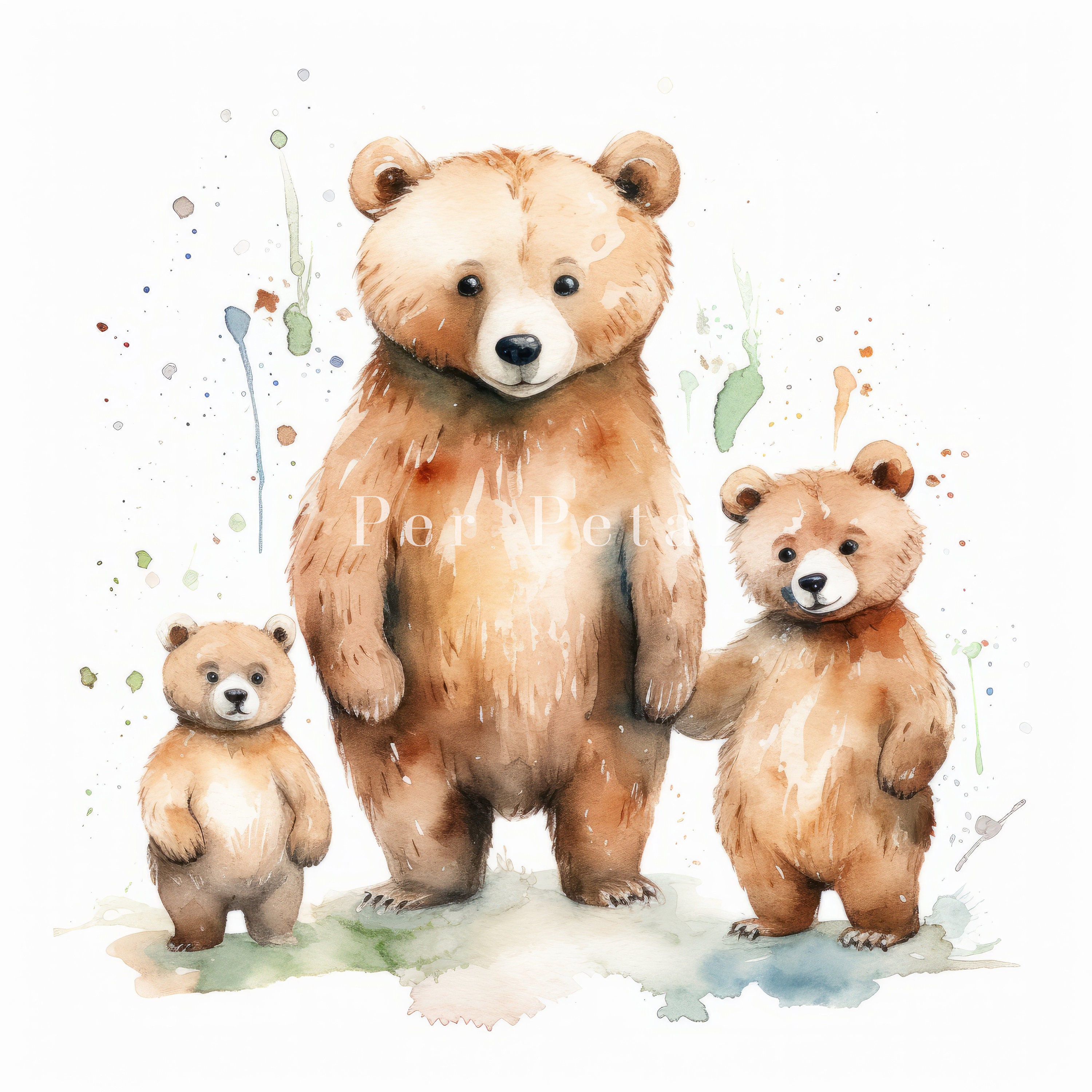 9 Watercolor Bear Clipart Watercolor Woodland Animal Digital Planner ...