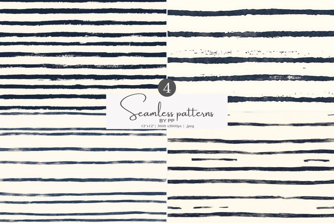 Stripe Pattern, Watercolor Stripes, Navy Lines, Seamless Texture, Hand ...