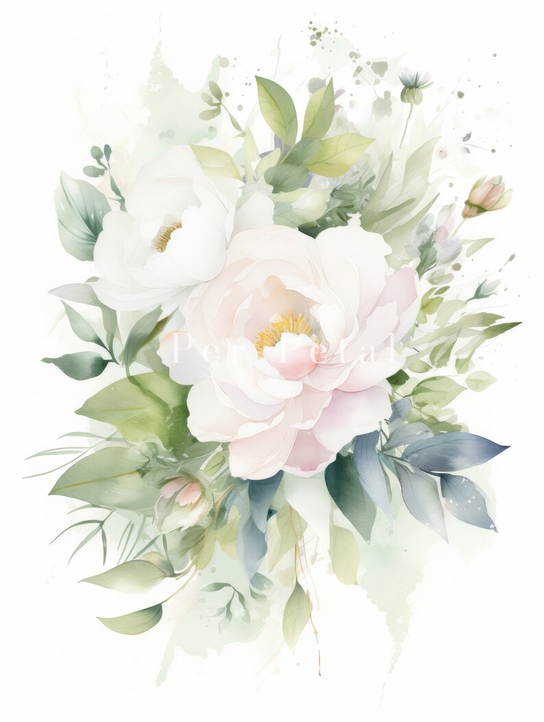 9 Watercolor Wedding Flowers Clipart Watercolor White Floral Clipart ...