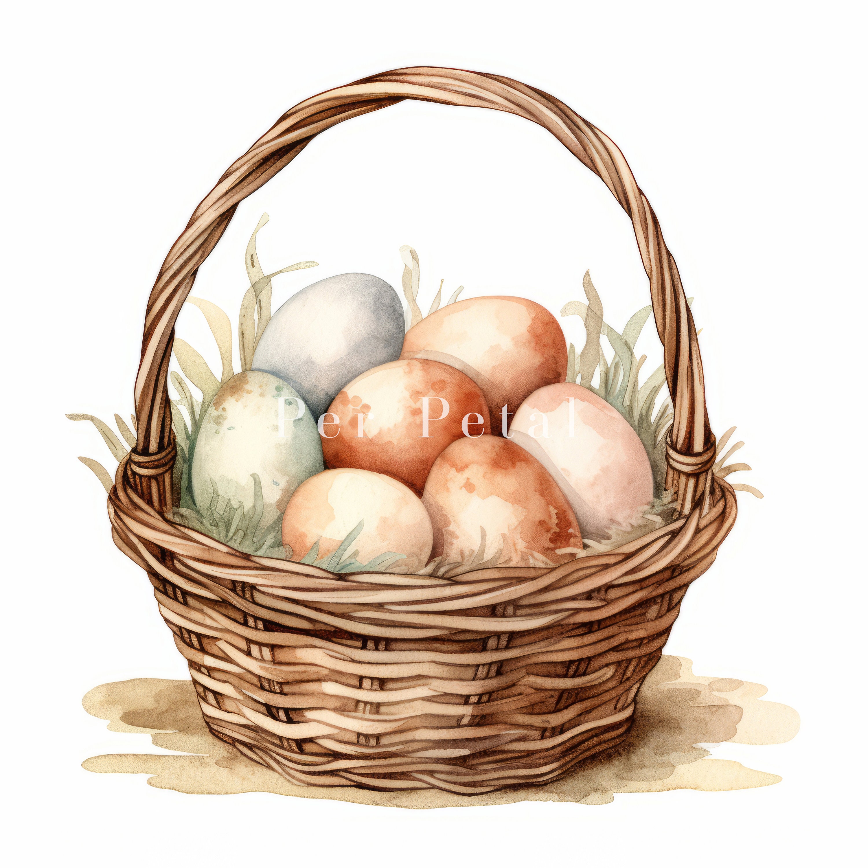 9 Watercolor Easter Clipart Watercolor Easter Basket Clipart Etsy