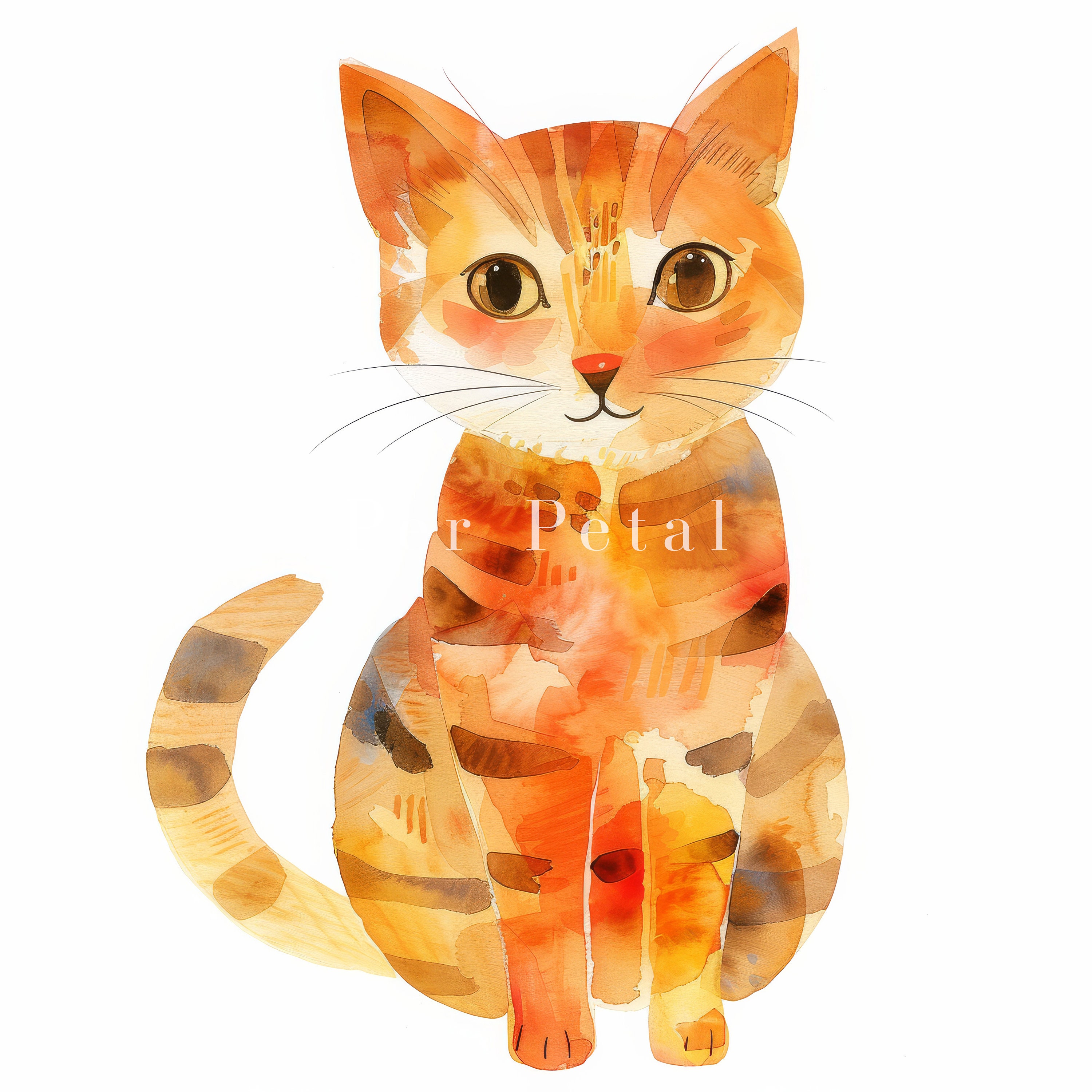 9 Watercolor Cute Cat Clipart Adorable Kitten Clipart Card Making Mixed ...