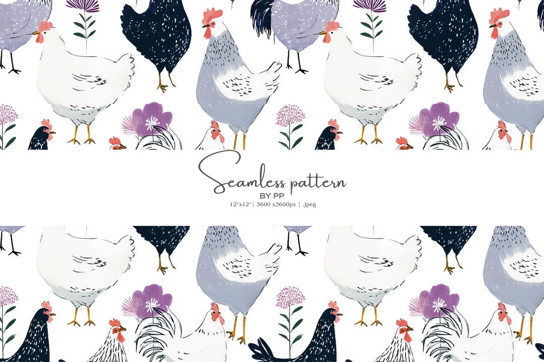 Chicken Pattern, Farm Background, Cute Hens, Whimsical Chickens ...