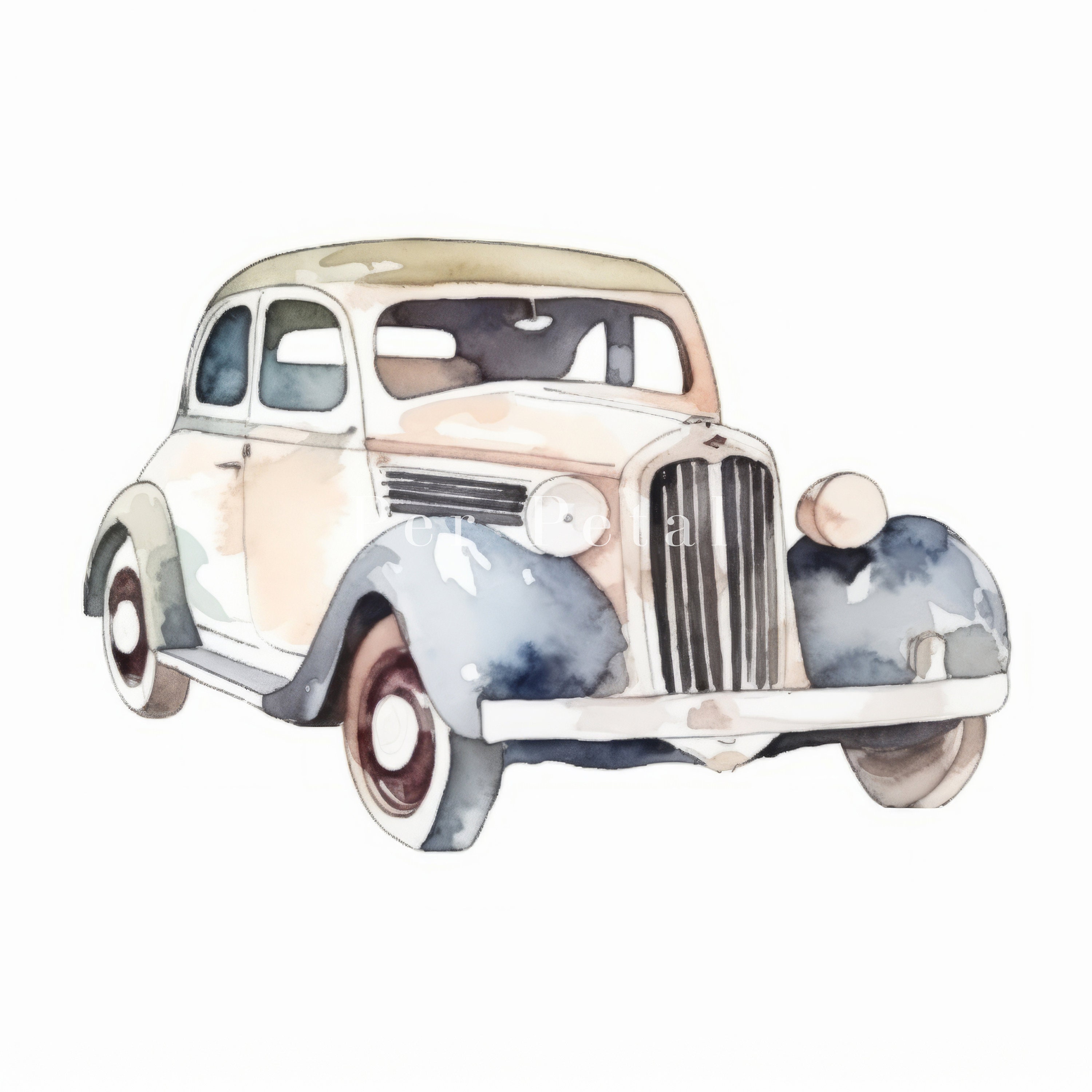 9 Watercolor Retro Car Clipart Watercolor Old Car Sublime Cart Mixed ...