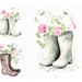 9 Watercolor Spring Clipart Flowers in Boots Clipart Watercolor Rain ...