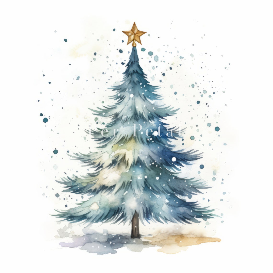 9 Watercolor Christmas Tree Clipart Card Making Paper Craft Christmas ...