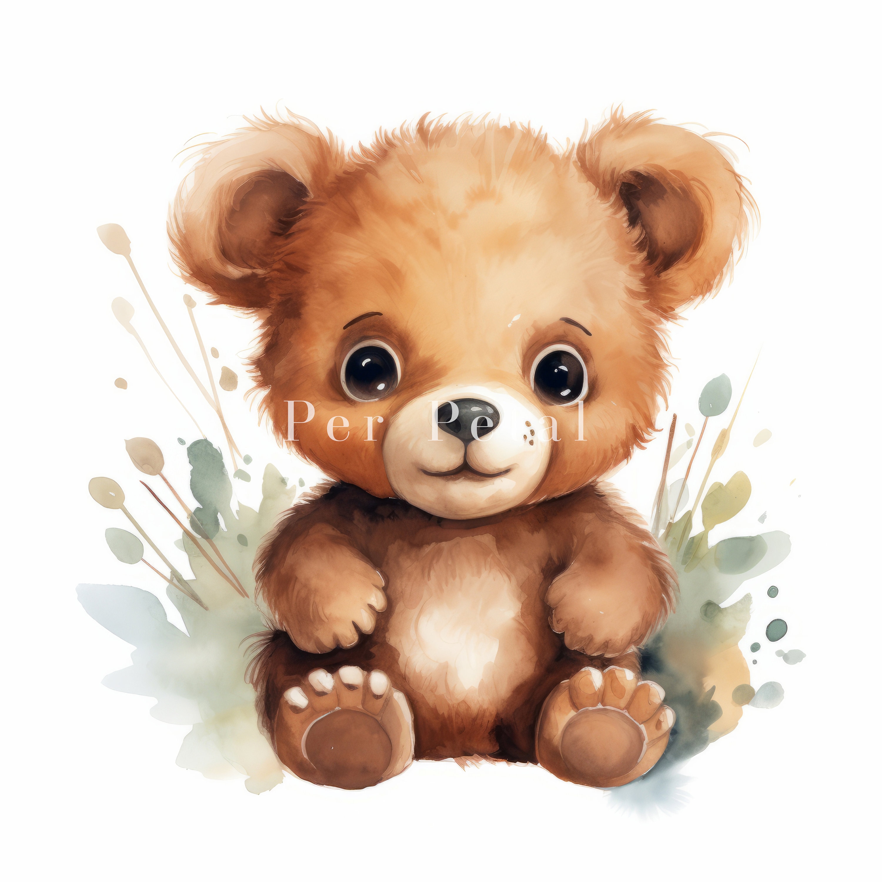 9 Watercolor Cute Baby Bear Clipart Watercolor Junk Journal Digital ...