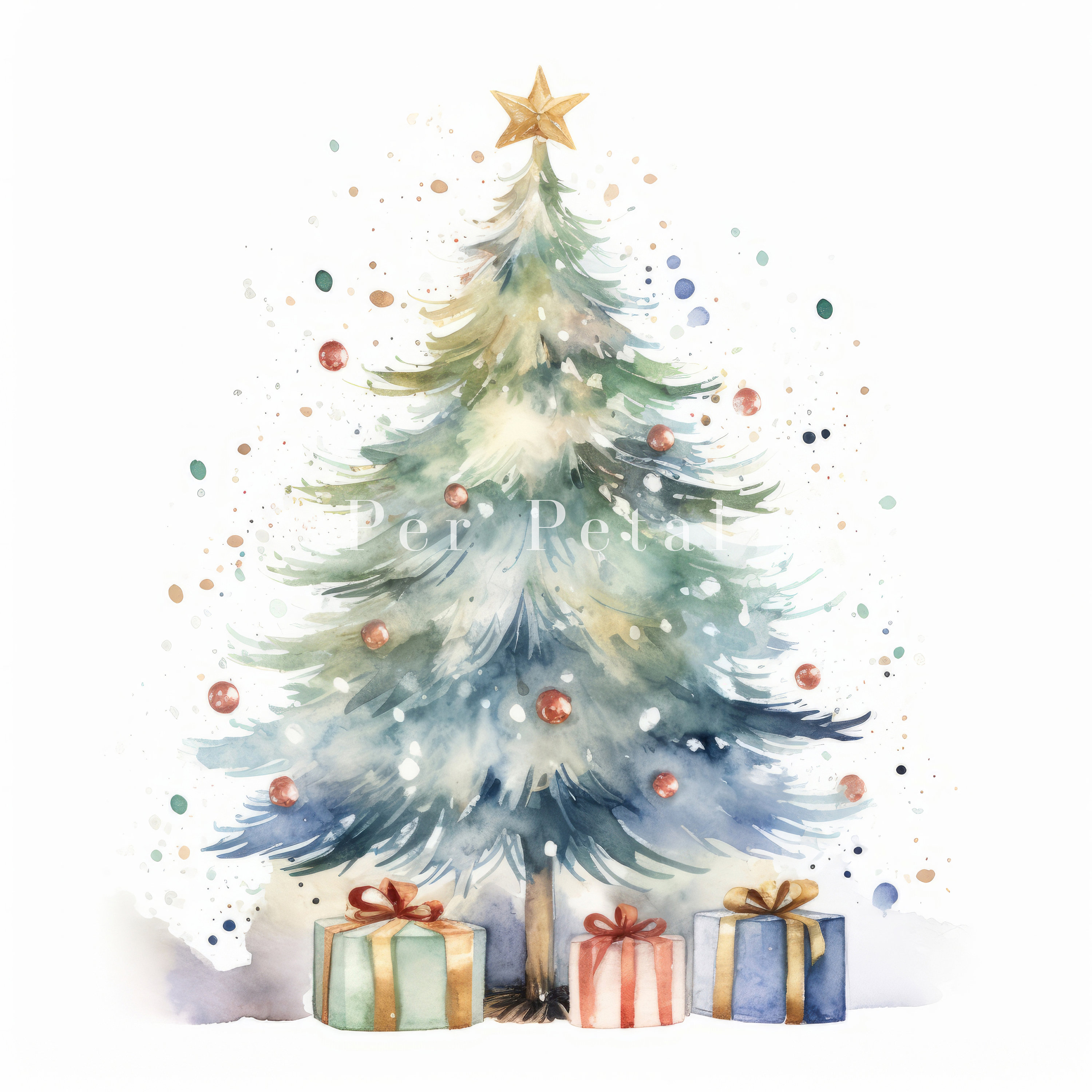 9 Watercolor Christmas Tree Clipart Card Making Paper Craft Christmas ...