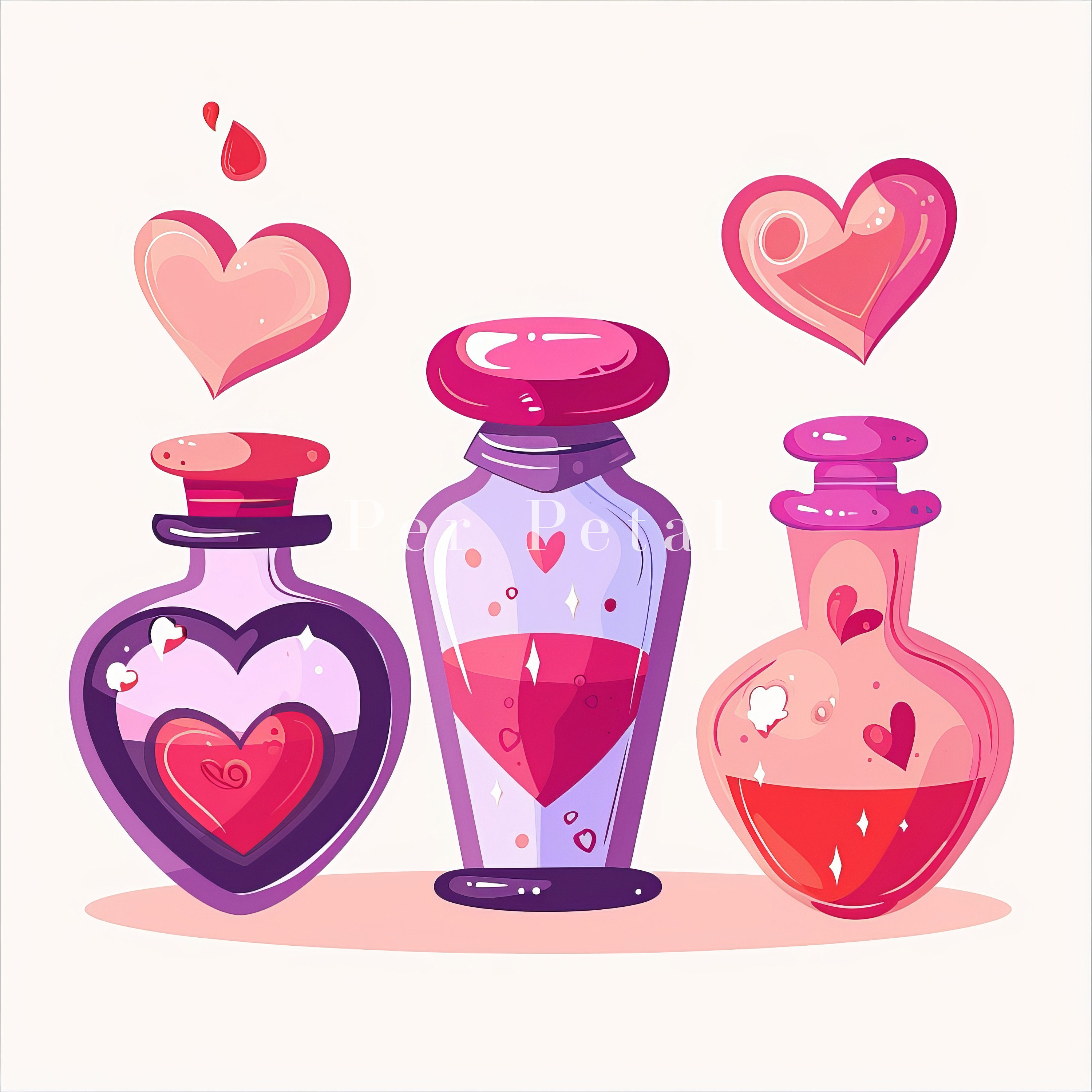 9 Watercolor Pink Love Poison Clipart Pink Purple Poison Bootle ...