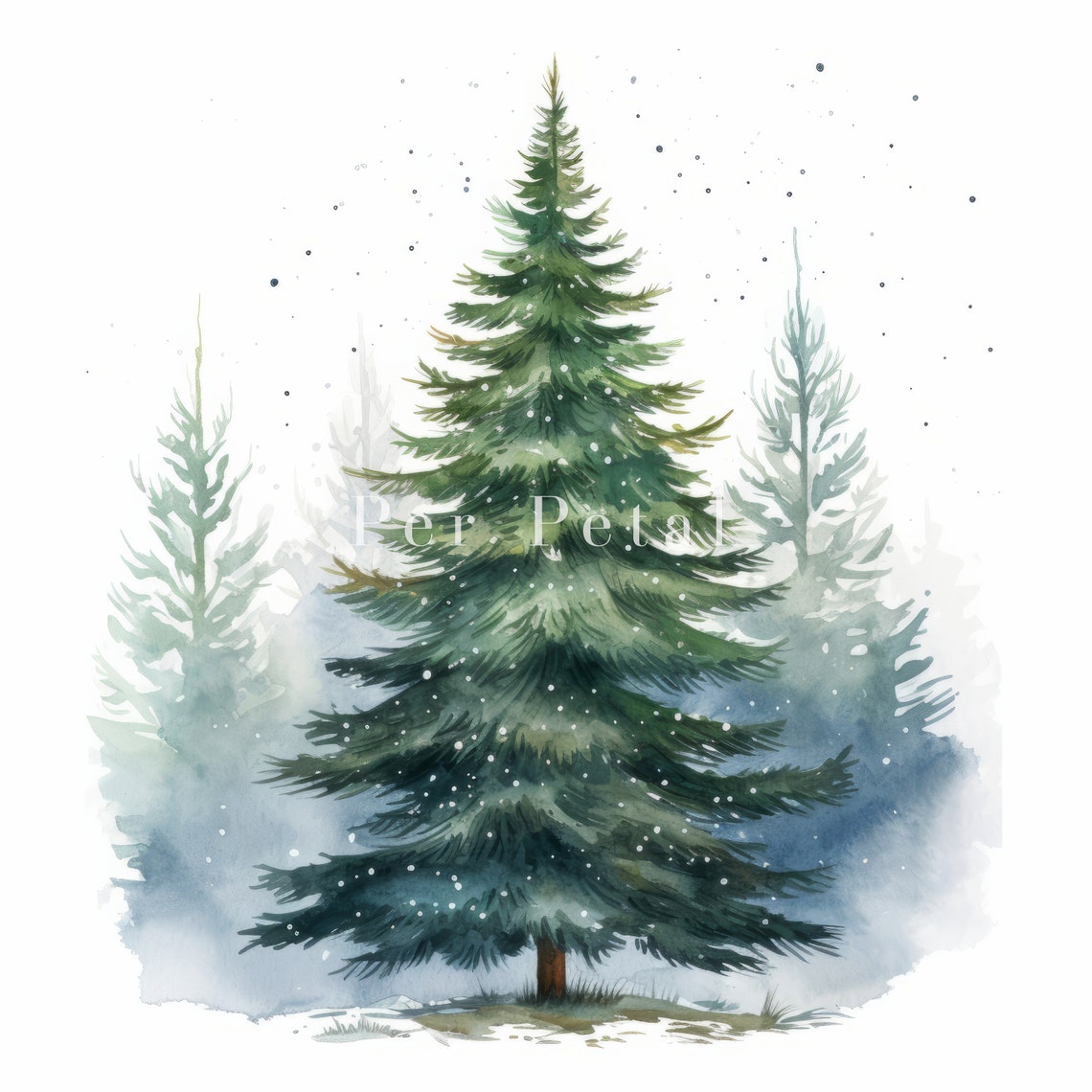 9 Watercolor Christmas Tree Clipart Card Making Paper Craft Christmas ...